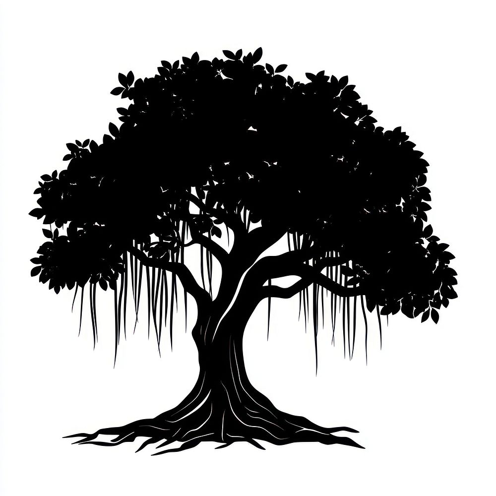 Banyan tree silhouette illustration art. | Free Photo Illustration ...
