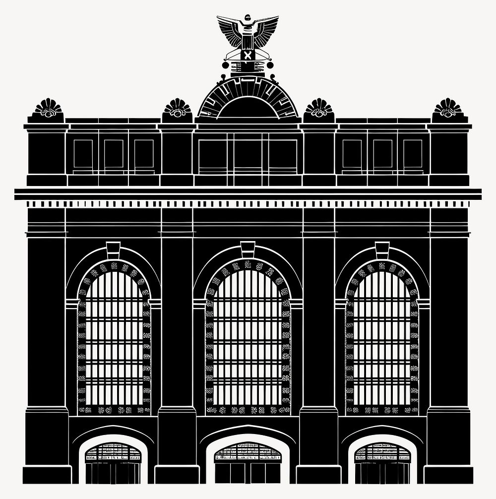 Grand Central Terminal architecture illustration | Free Vector - rawpixel