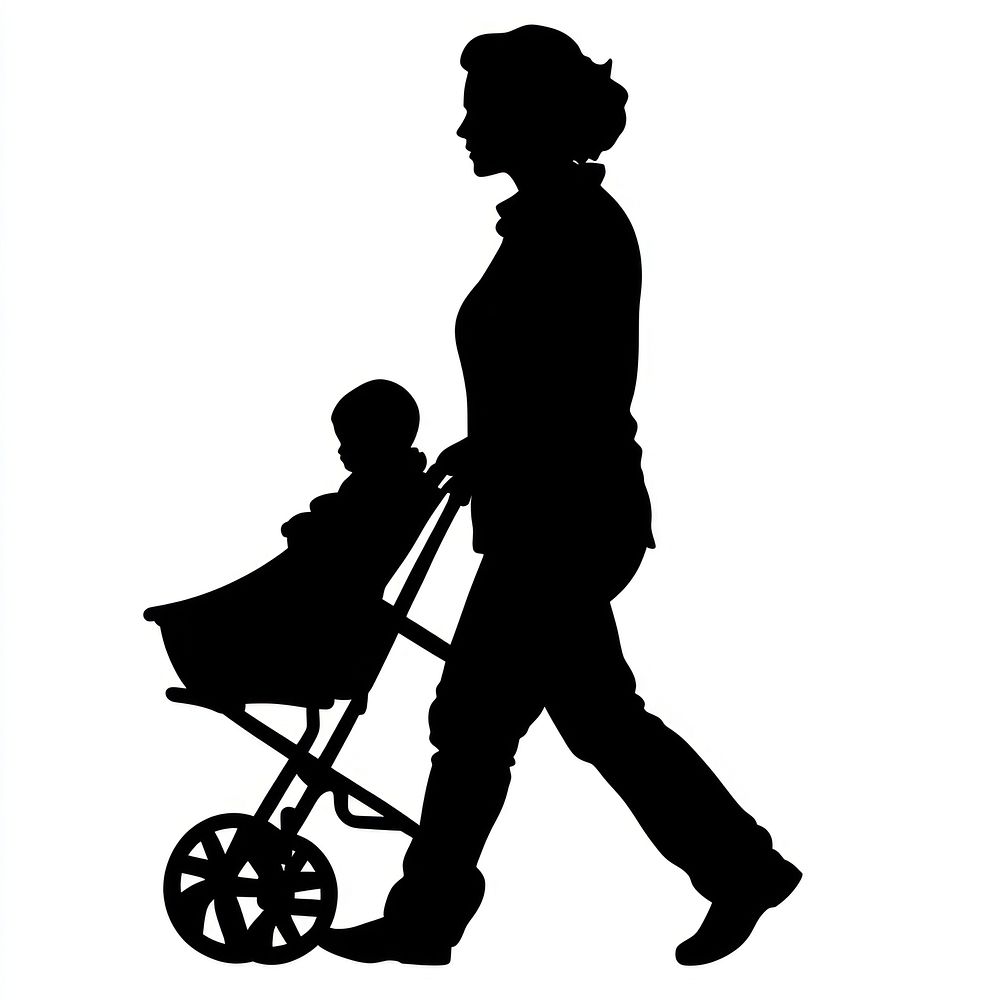 Woman baby stroller silhouette walking | Free Photo Illustration - rawpixel