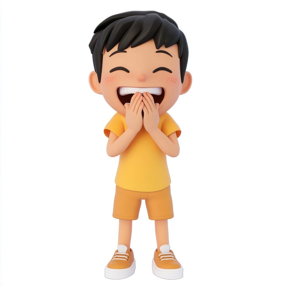 Cute boy Giggly laughing cartoon | Free Photo Illustration - rawpixel