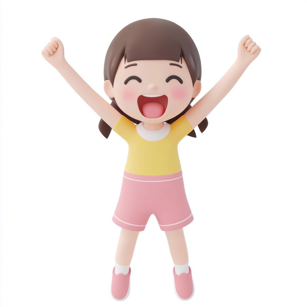 Cute girl Excitement illustration cartoon | Free Photo Illustration ...