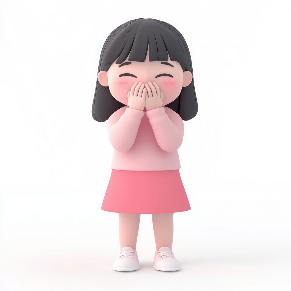 Cute girl Giggly illustration cartoon | Free Photo Illustration - rawpixel