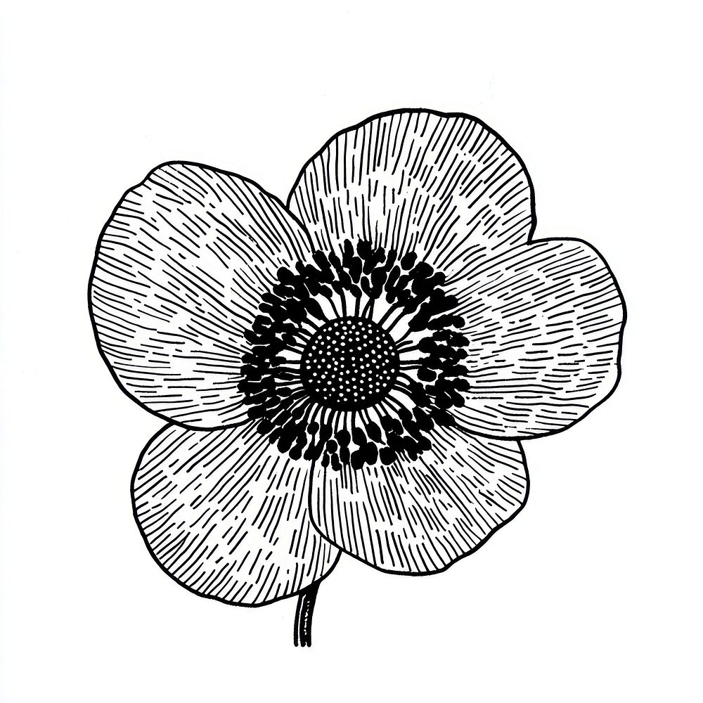 Anemone flower illustration anemone drawing. | Free Photo Illustration ...
