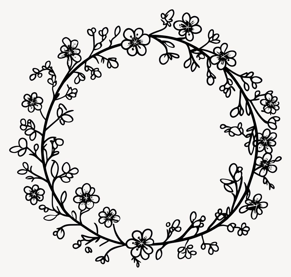 Spring flowers wreath art illustration | Free Vector - rawpixel