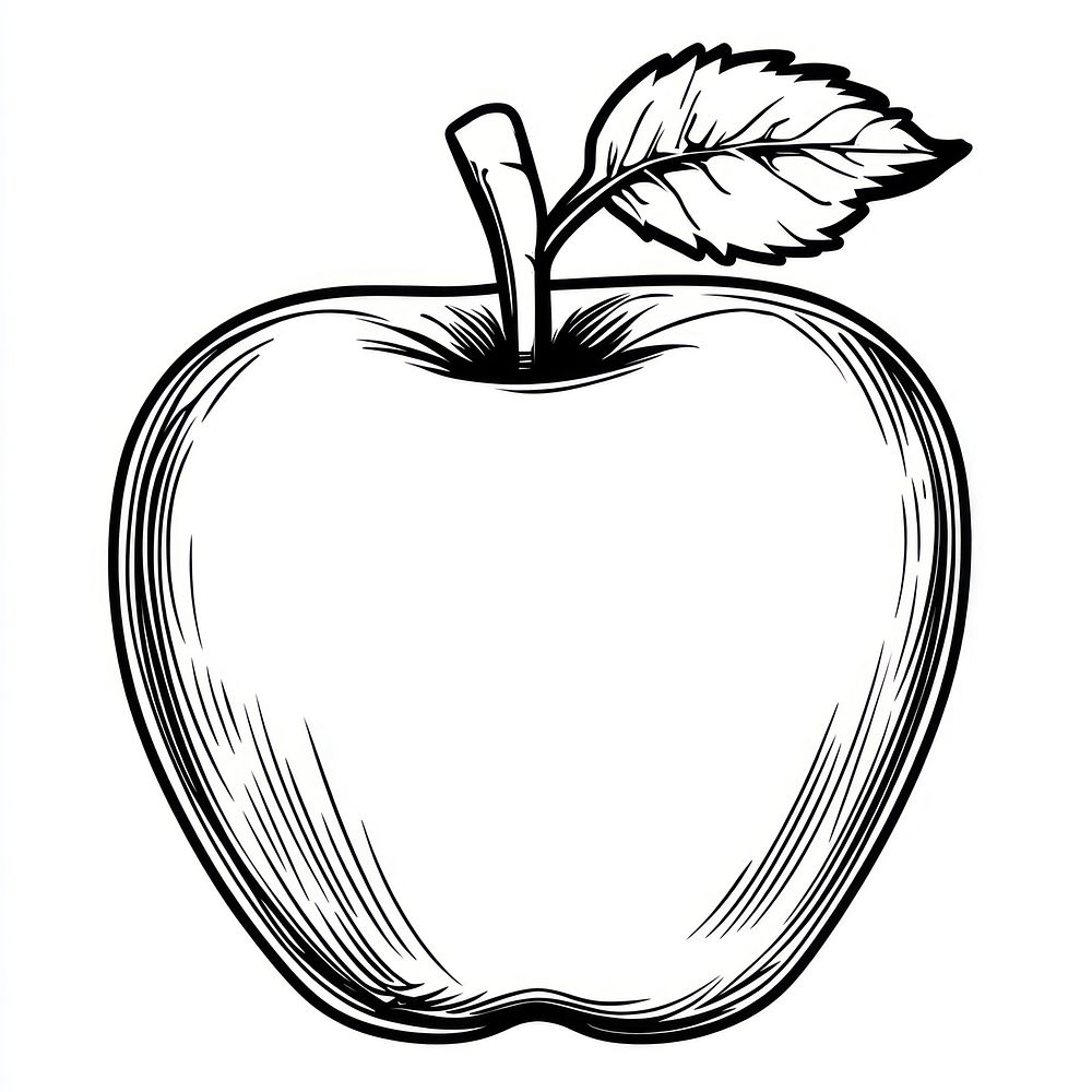 Simple apple linear art illustration | Free Photo Illustration - rawpixel