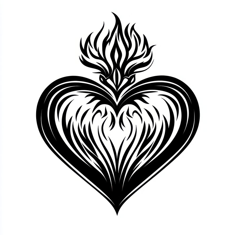 Simple heart fire linear illustration | Free Photo Illustration - rawpixel