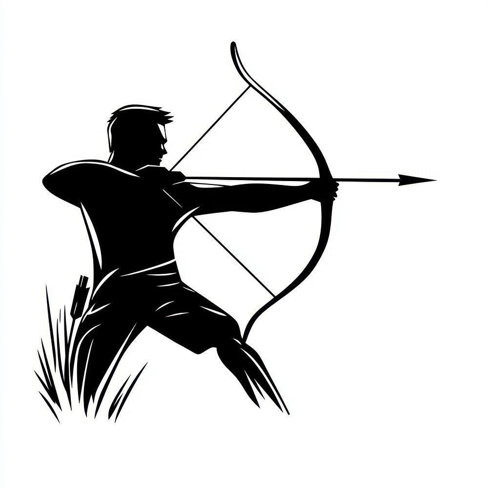 Simple archery linear illustration silhouette | Free Photo Illustration ...