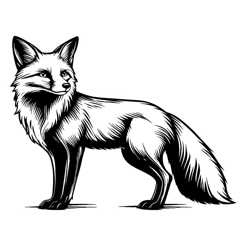 Simple fox full body linear | Free Photo Illustration - rawpixel
