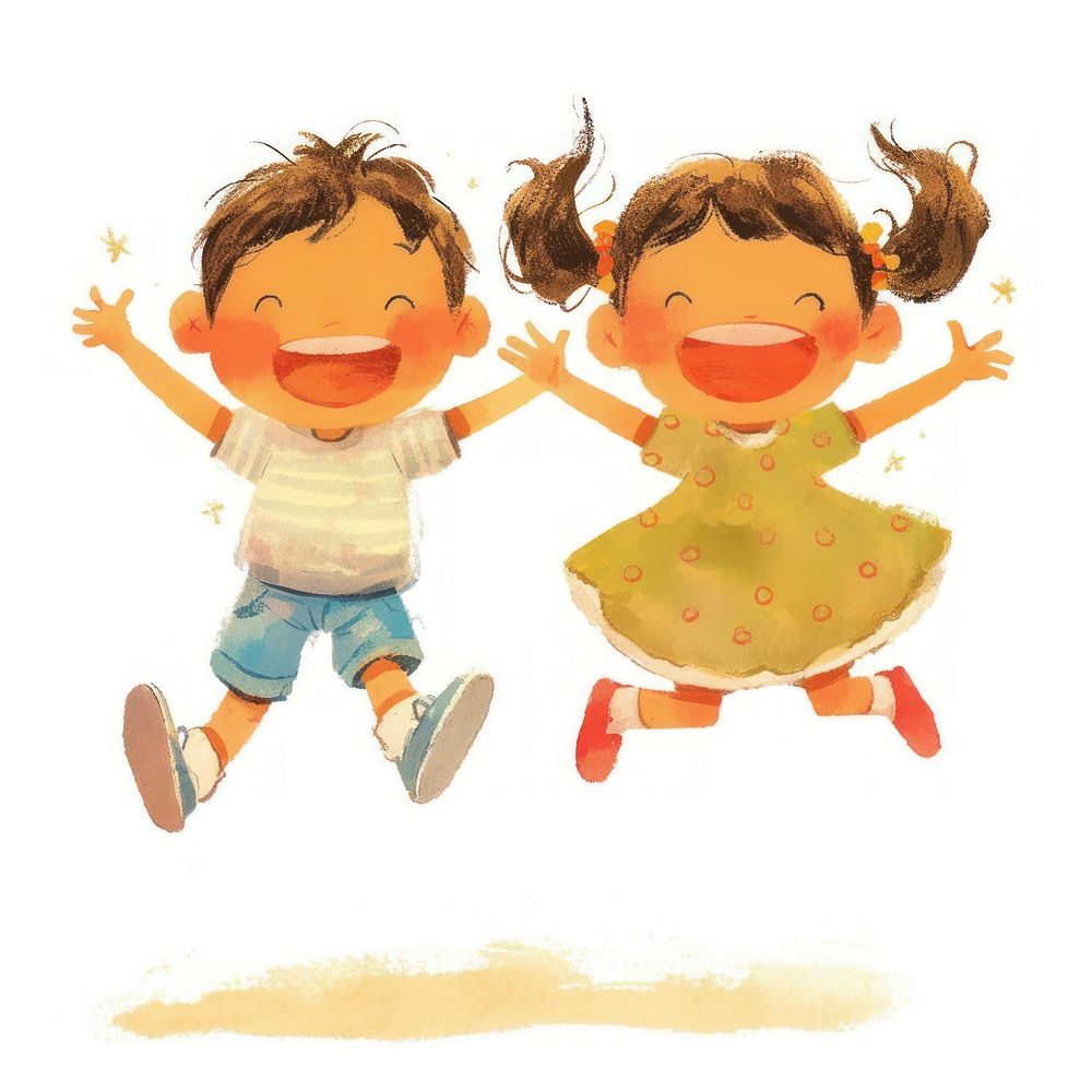 Happy boy and girl children | Free Photo Illustration - rawpixel