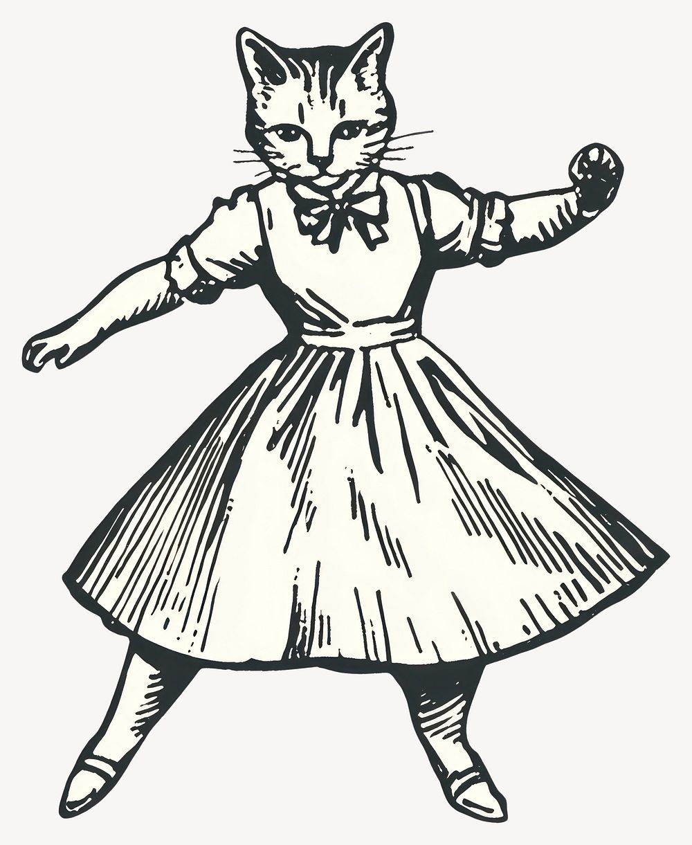 Cat dance animal drawing sketch | Free Vector - rawpixel