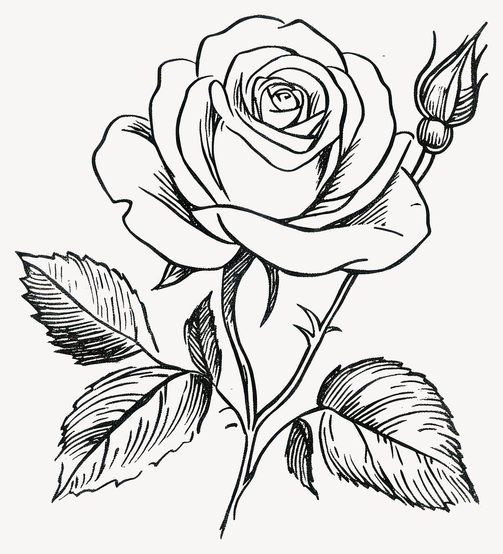 Rose sketch drawing flower vector | Free Vector - rawpixel