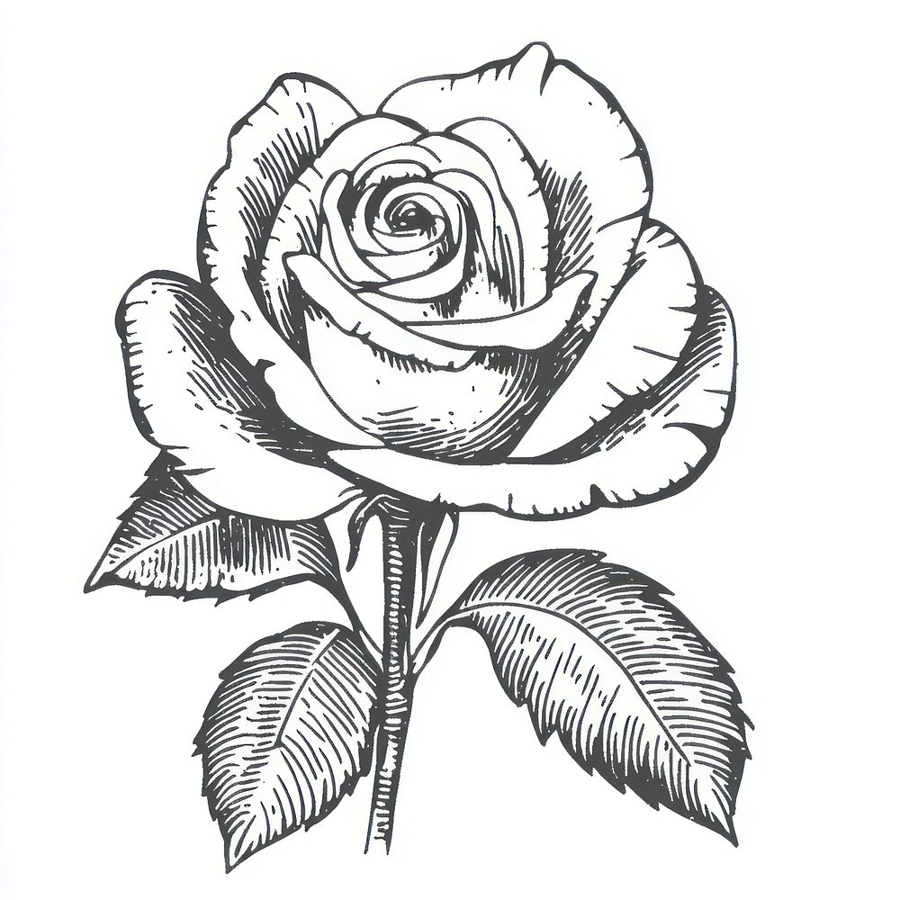 Rose drawing sketch flower. | Free Photo Illustration - rawpixel