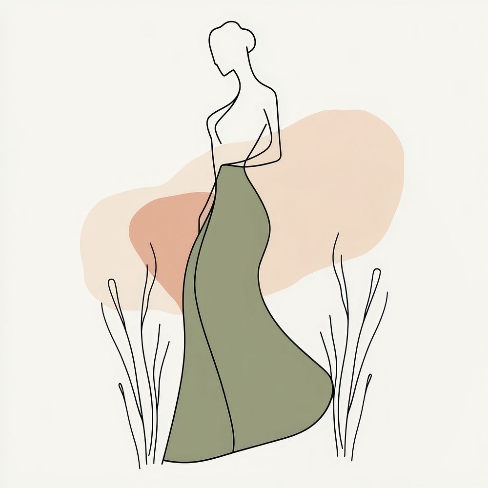 Abstract lady gown line art | Free Photo Illustration - rawpixel