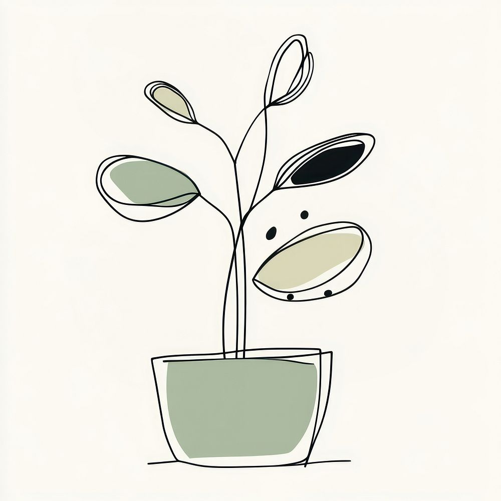 Abstract plant pot line art | Free Photo Illustration - rawpixel