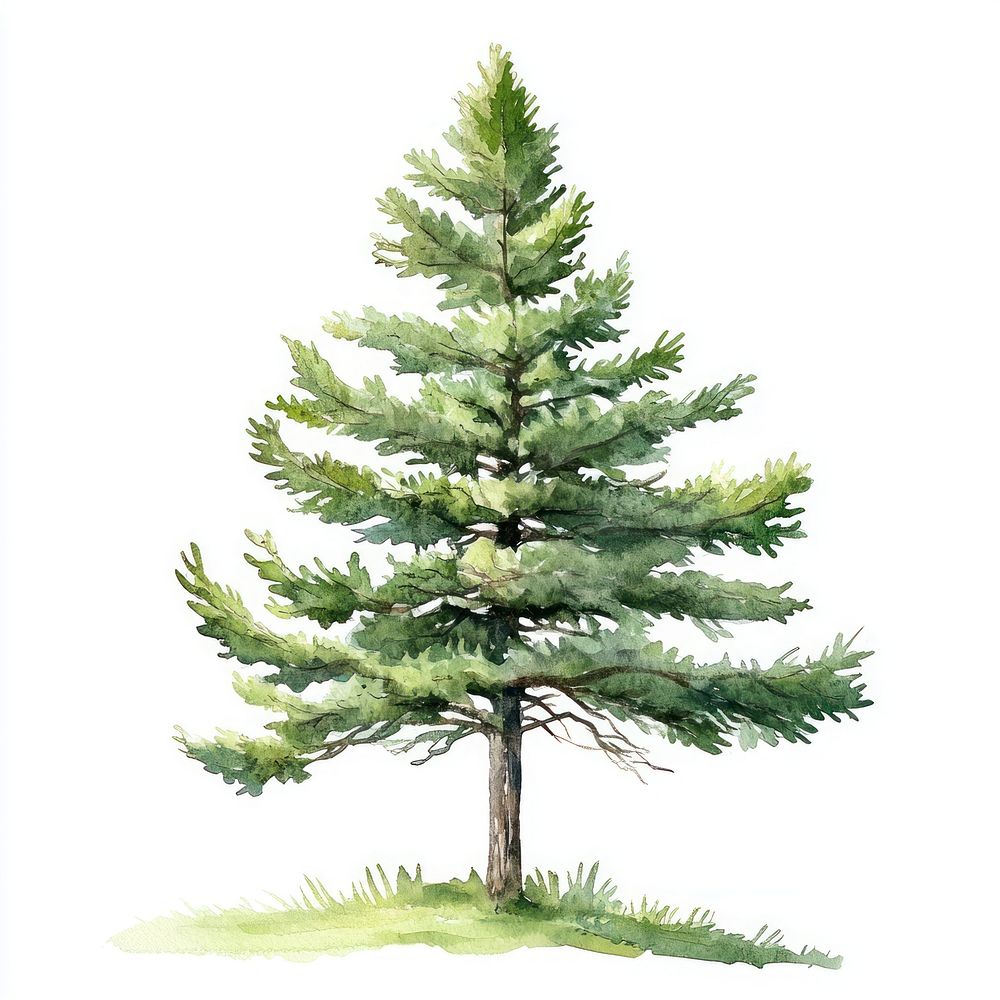 Green Pine tree illustration watercolor | Free Photo Illustration ...