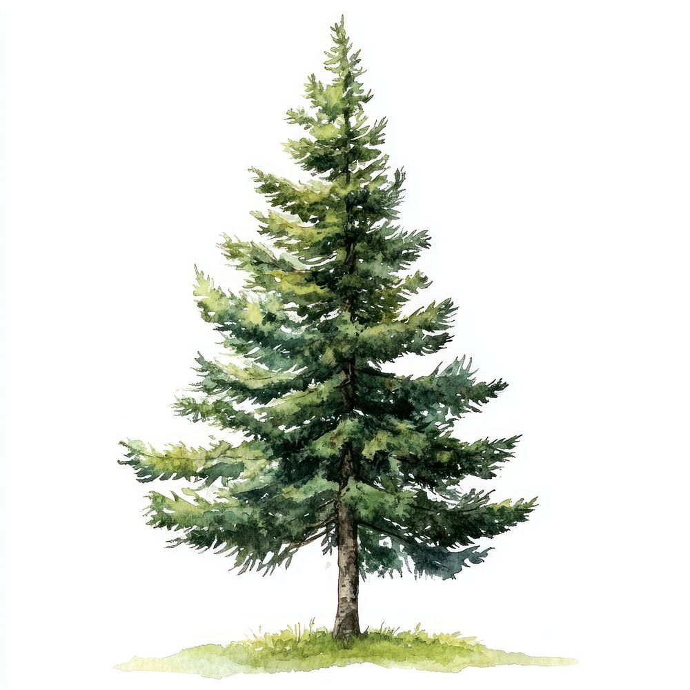 White spruce tree illustration watercolor | Free Photo Illustration ...