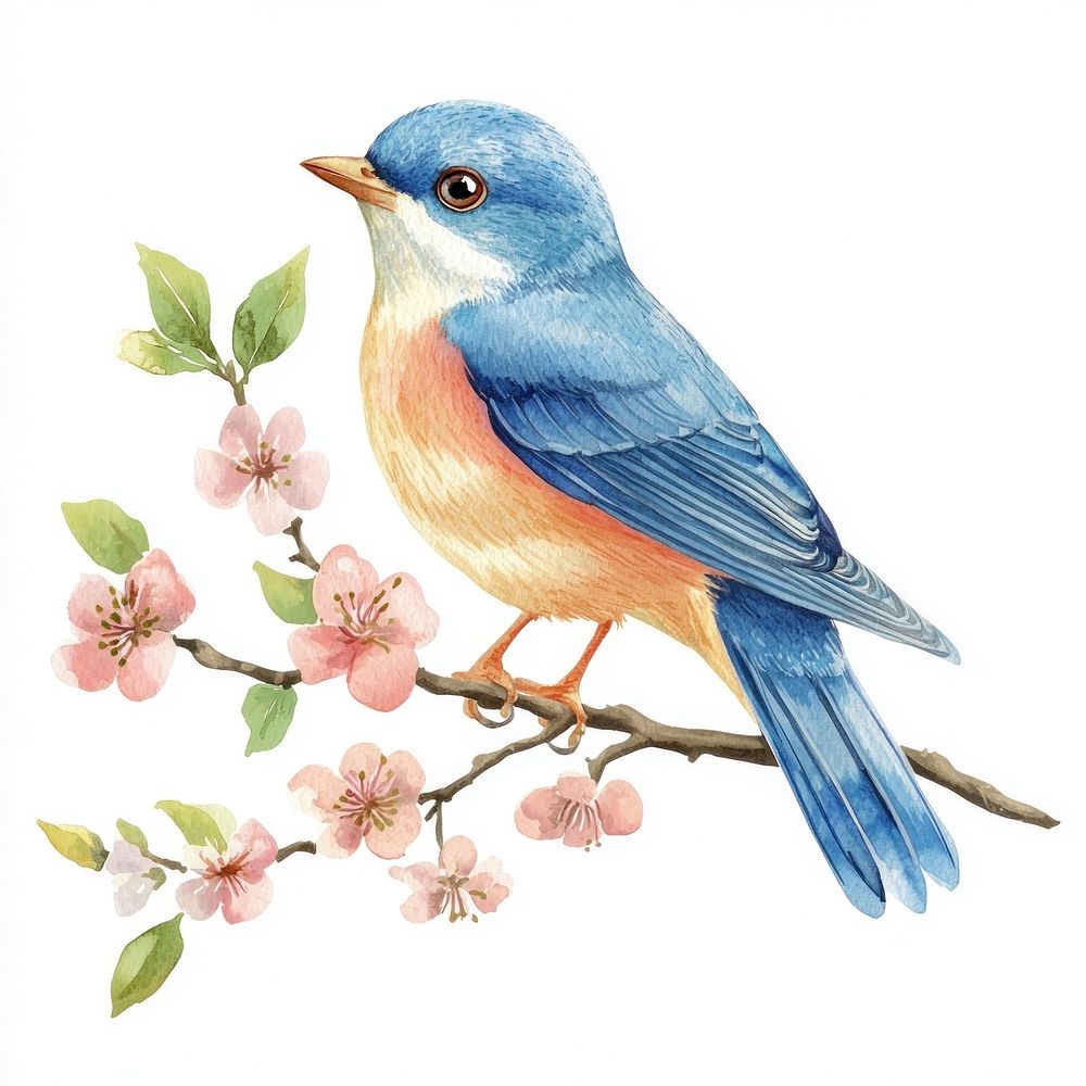 Summer bird watercolor bluebird illustration. | Free Photo Illustration ...