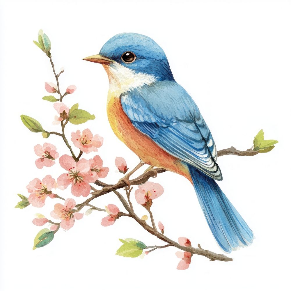 Summer bird watercolor bluebird spring. | Free Photo Illustration ...