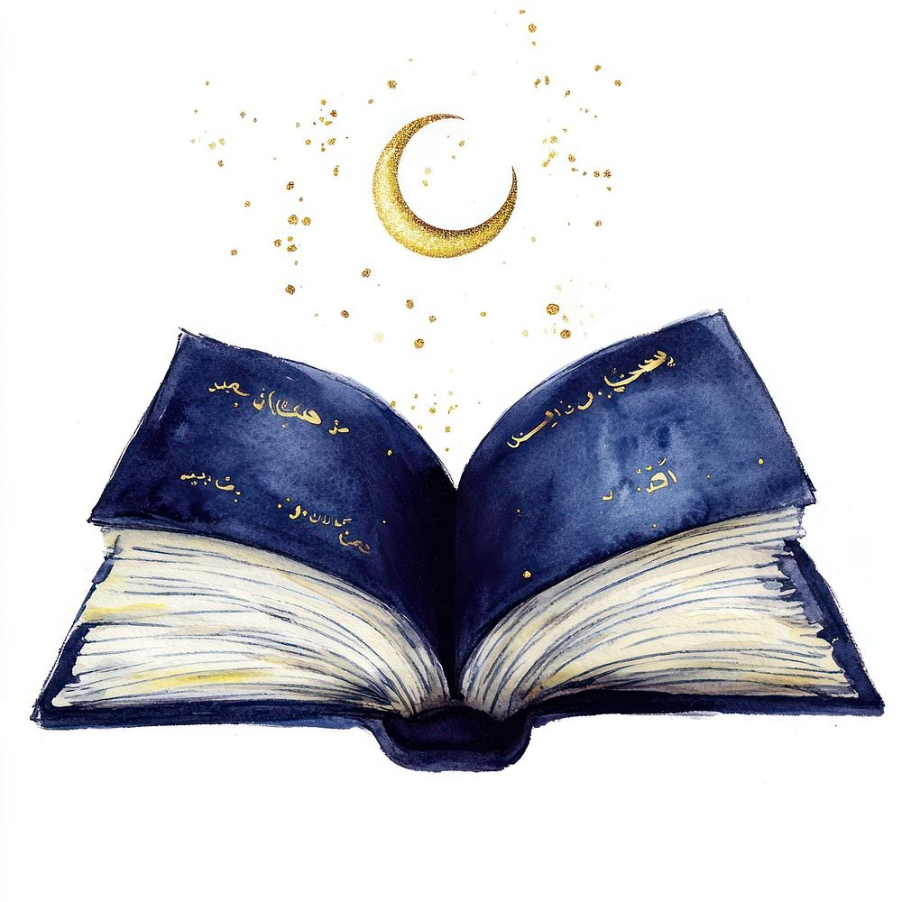Indigo book open illustration crescent | Free Photo Illustration - rawpixel