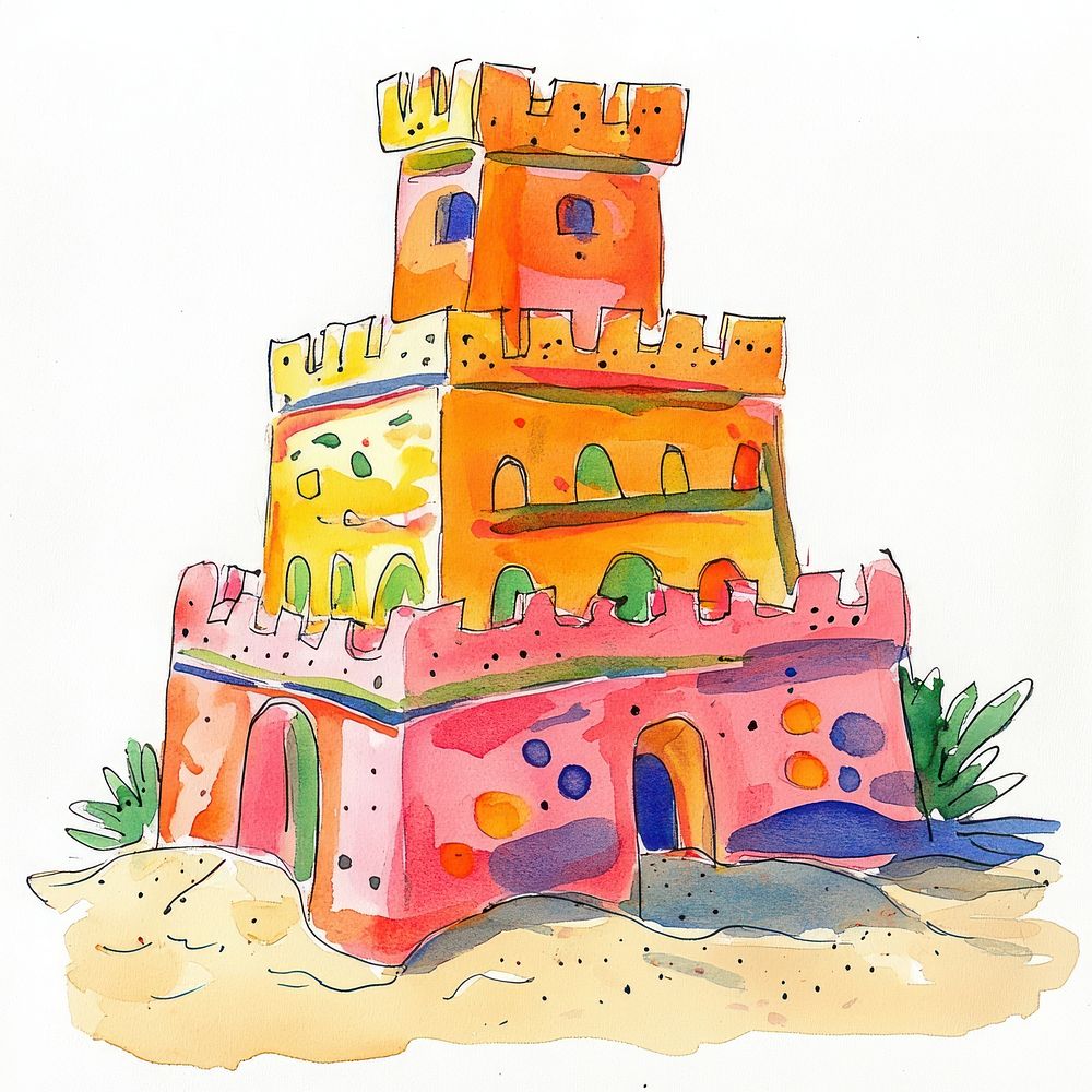 Sandcastle illustration sandcastle drawing. | Free Photo Illustration ...