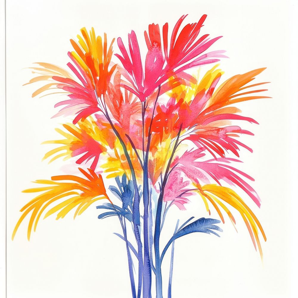 Palm tree illustration painting flowers. | Free Photo Illustration ...