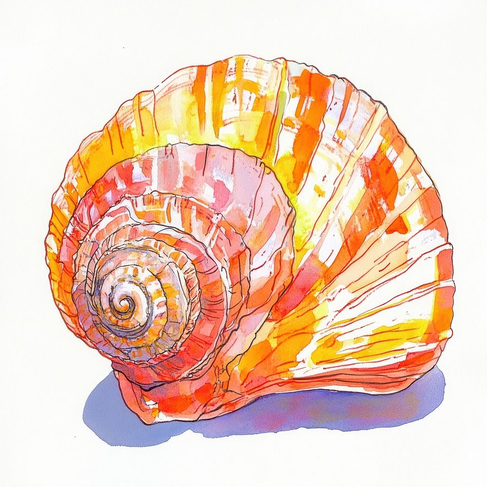 Seashell illustration watercolor spiral. | Free Photo Illustration ...