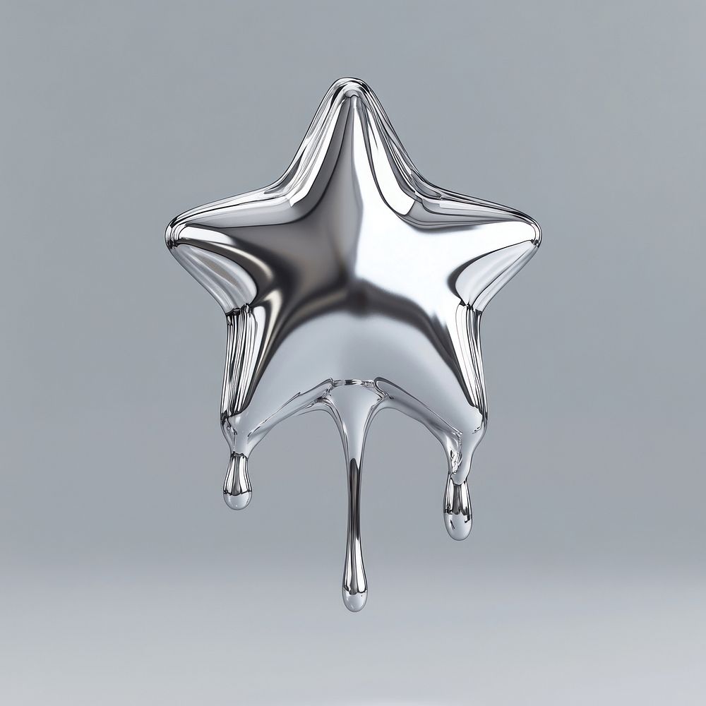 dripping chrome star illustration metallic | Free Photo Illustration ...