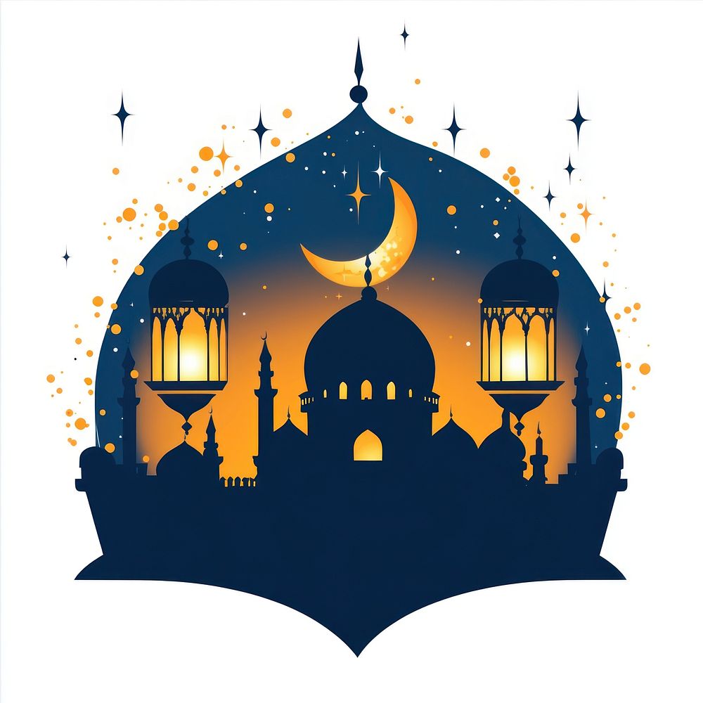 Vector Eid Mubarak mosque architecture | Free Photo Illustration - rawpixel