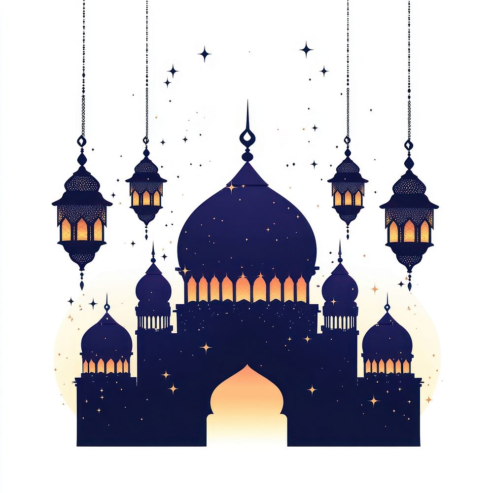 Vector Eid Mubarak mosque architecture | Free Photo Illustration - rawpixel