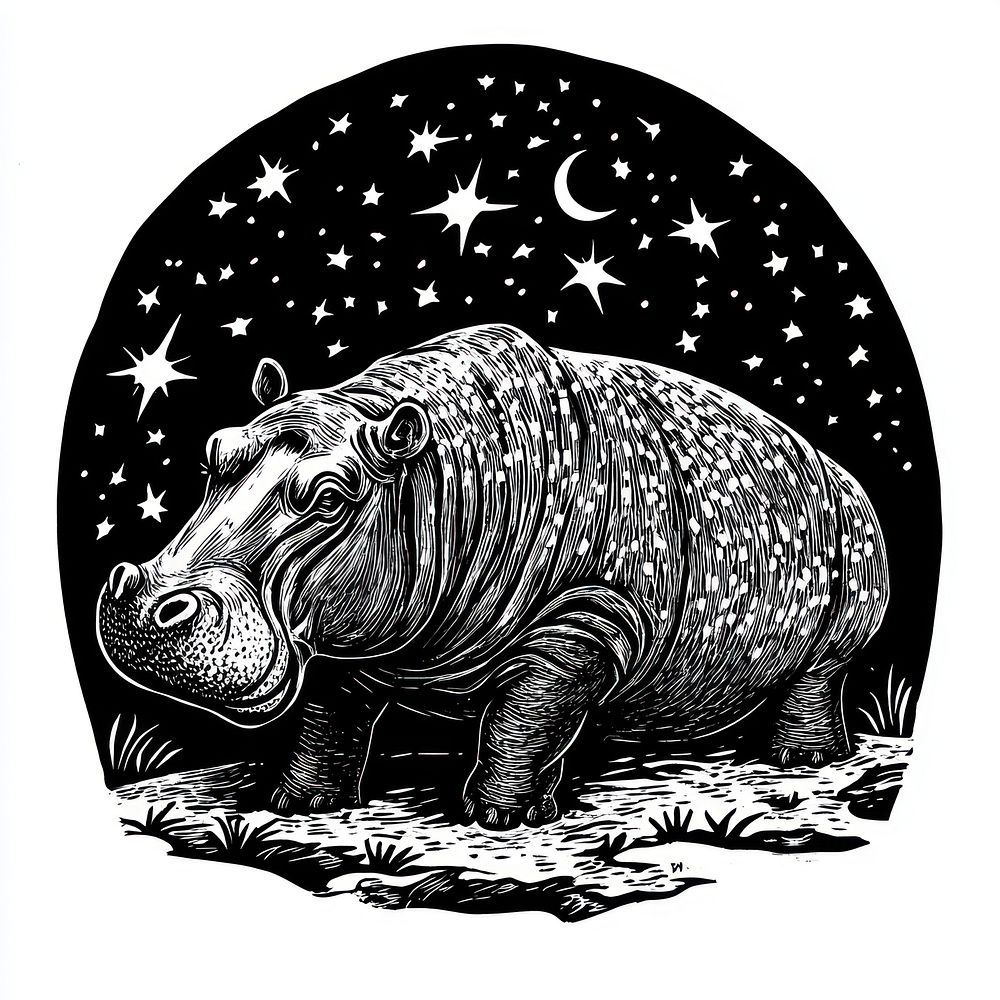 Hippopotamus hippo animal night. | Free Photo Illustration - rawpixel
