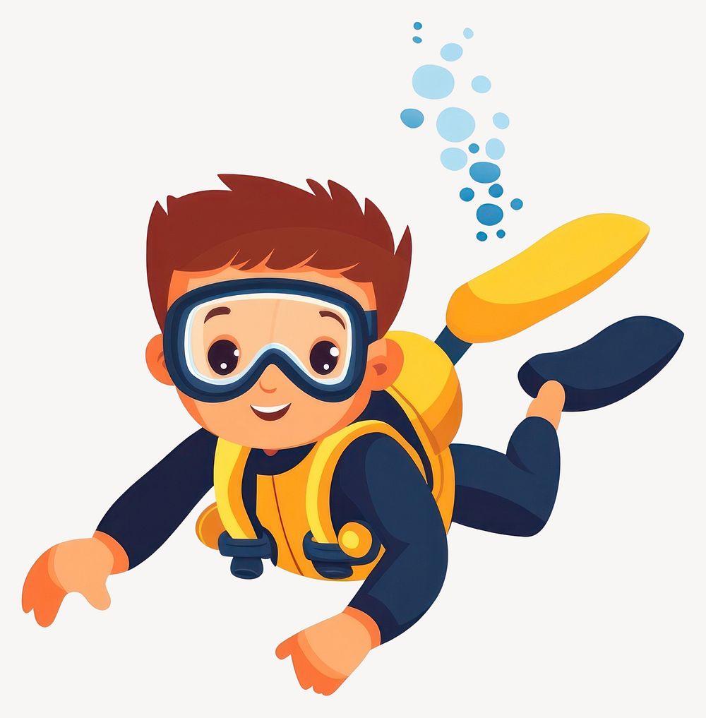 Diving illustration child exploration vector | Free Vector - rawpixel