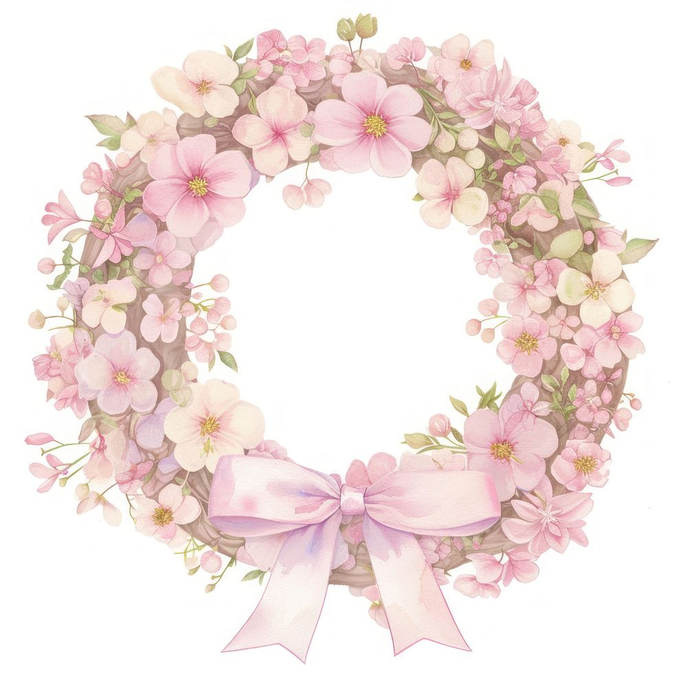 Coquette flower wreath flowers watercolor | Free Photo Illustration ...