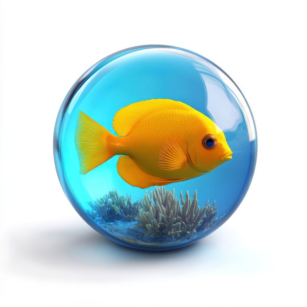 Coral fish sphere illustration yellow | Free Photo Illustration - rawpixel