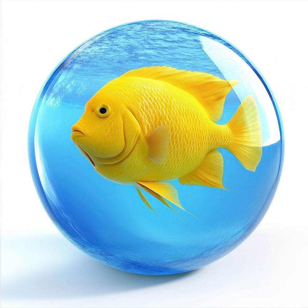 Coral fish sphere illustration yellow | Free Photo Illustration - rawpixel