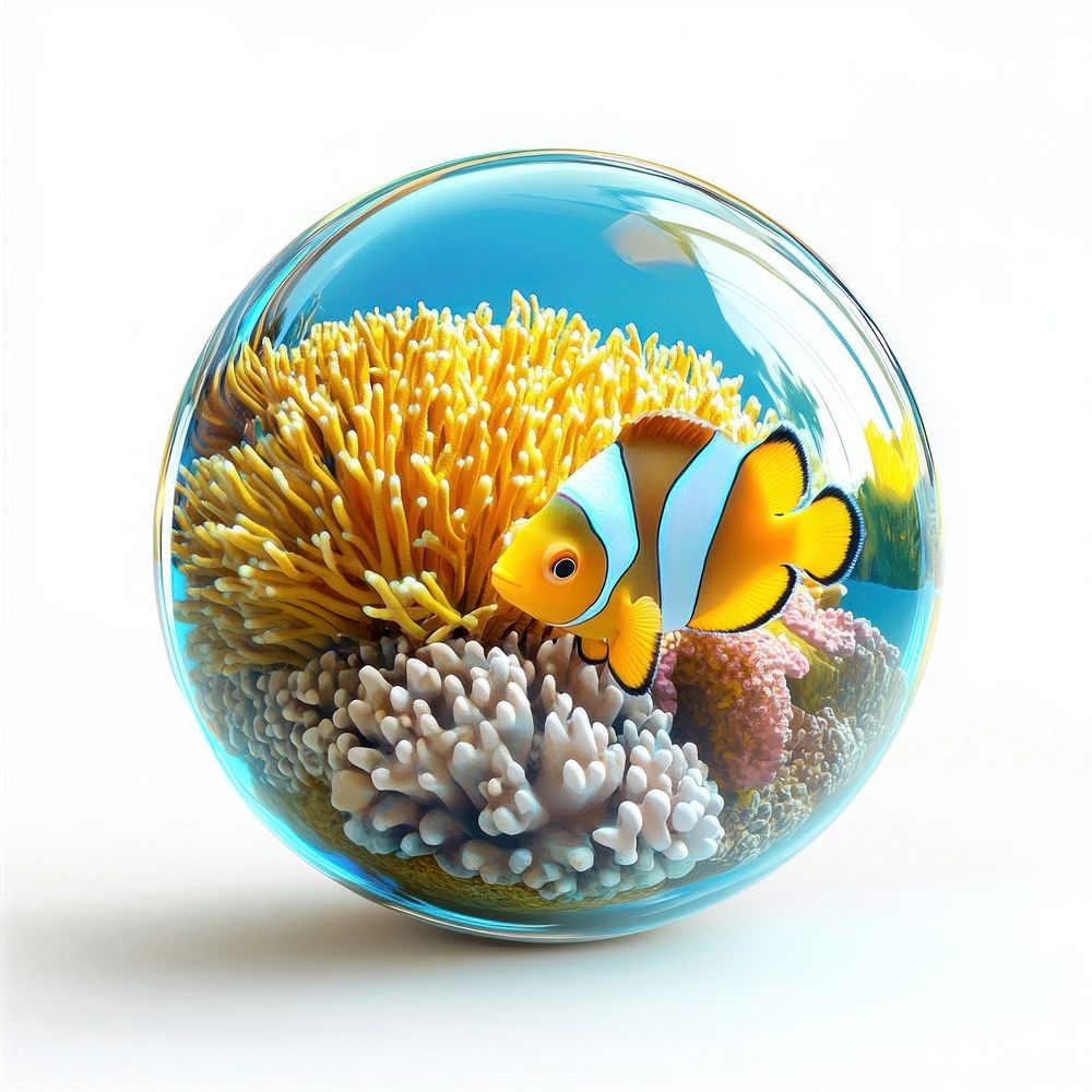 Clown fish sphere illustration nature | Free Photo Illustration - rawpixel