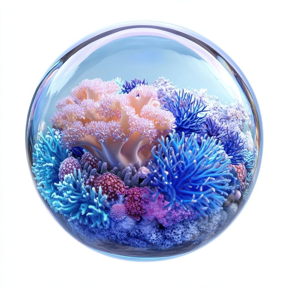Coral sphere illustration ocean reef. | Free Photo Illustration - rawpixel