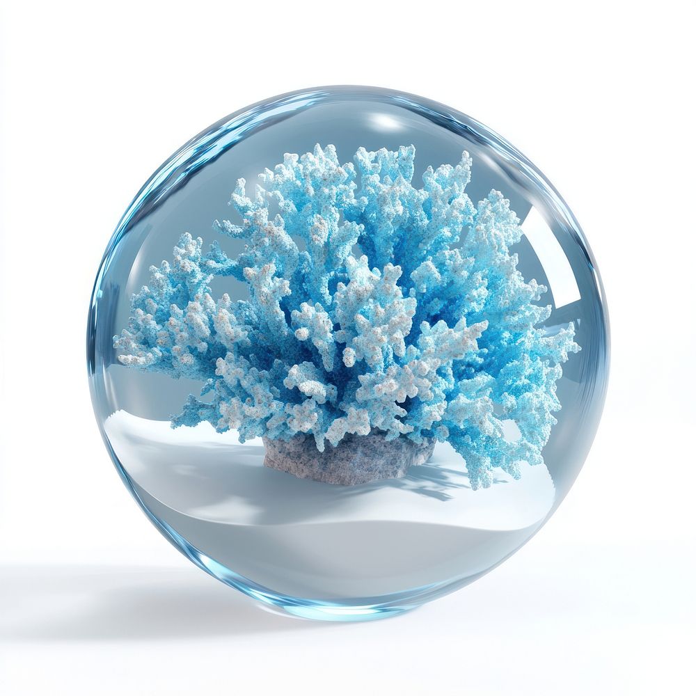 Coral sphere illustration glass blue. | Free Photo Illustration - rawpixel