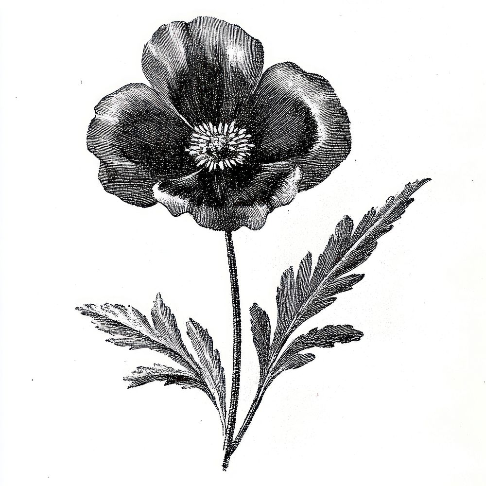 Flower illustration drawing black. | Free Photo Illustration - rawpixel