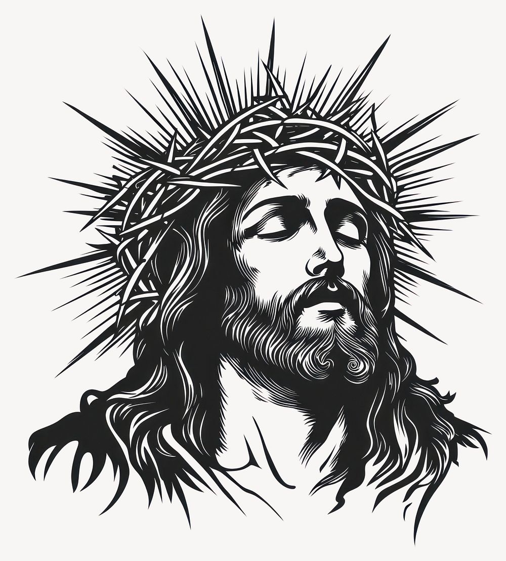 Jesus wearing crown thorns art | Free Vector - rawpixel