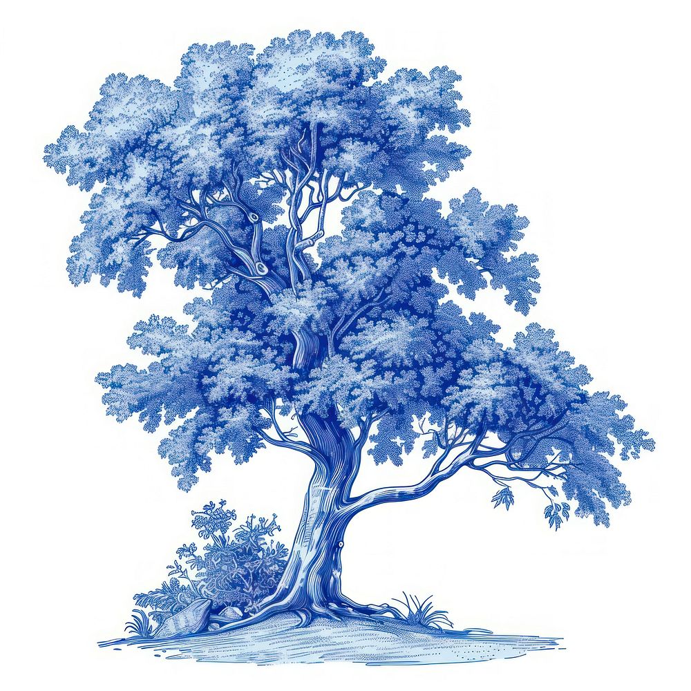 Hand drawn tree drawing blue | Free Photo Illustration - rawpixel