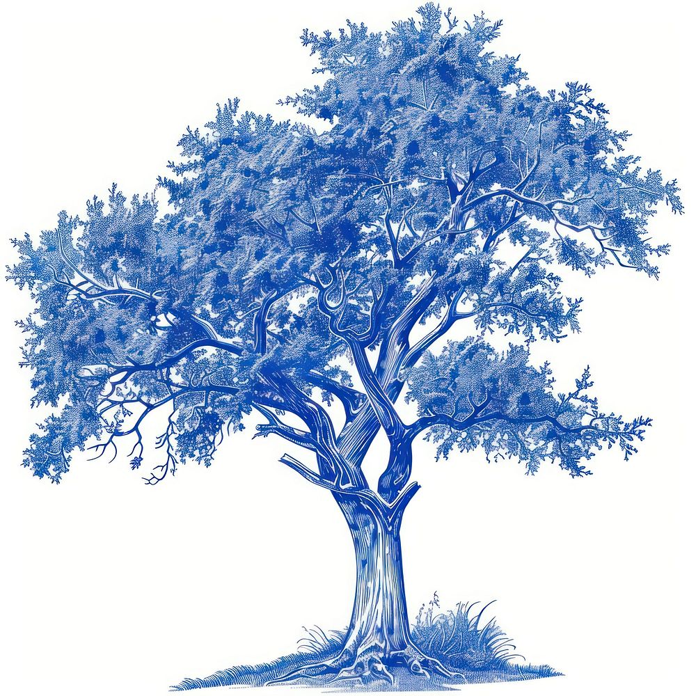 Hand drawn tree drawing blue | Free Photo Illustration - rawpixel