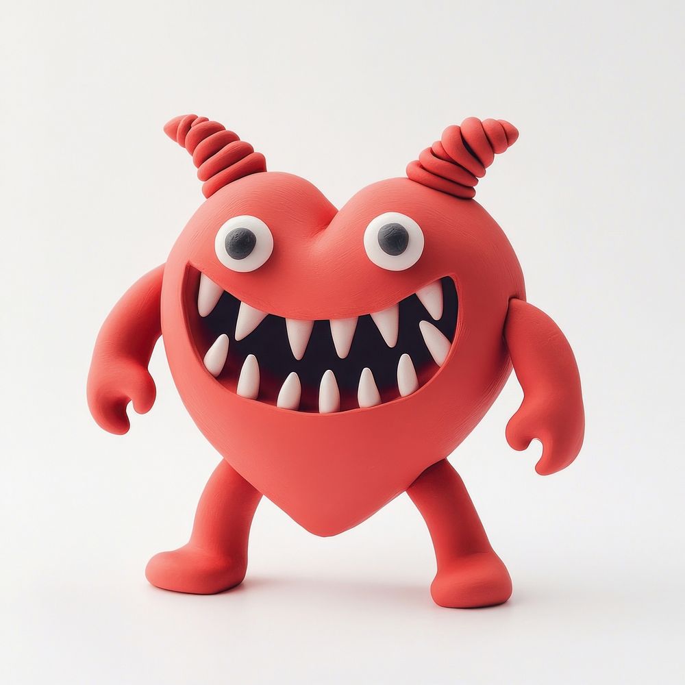 Heart Monster monster heart clay. | Free Photo Illustration - rawpixel