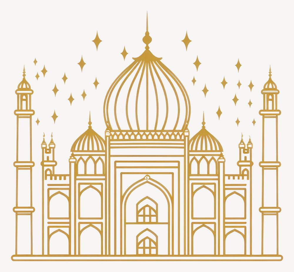 Golden mosque outline vector architecture | Free Vector - rawpixel