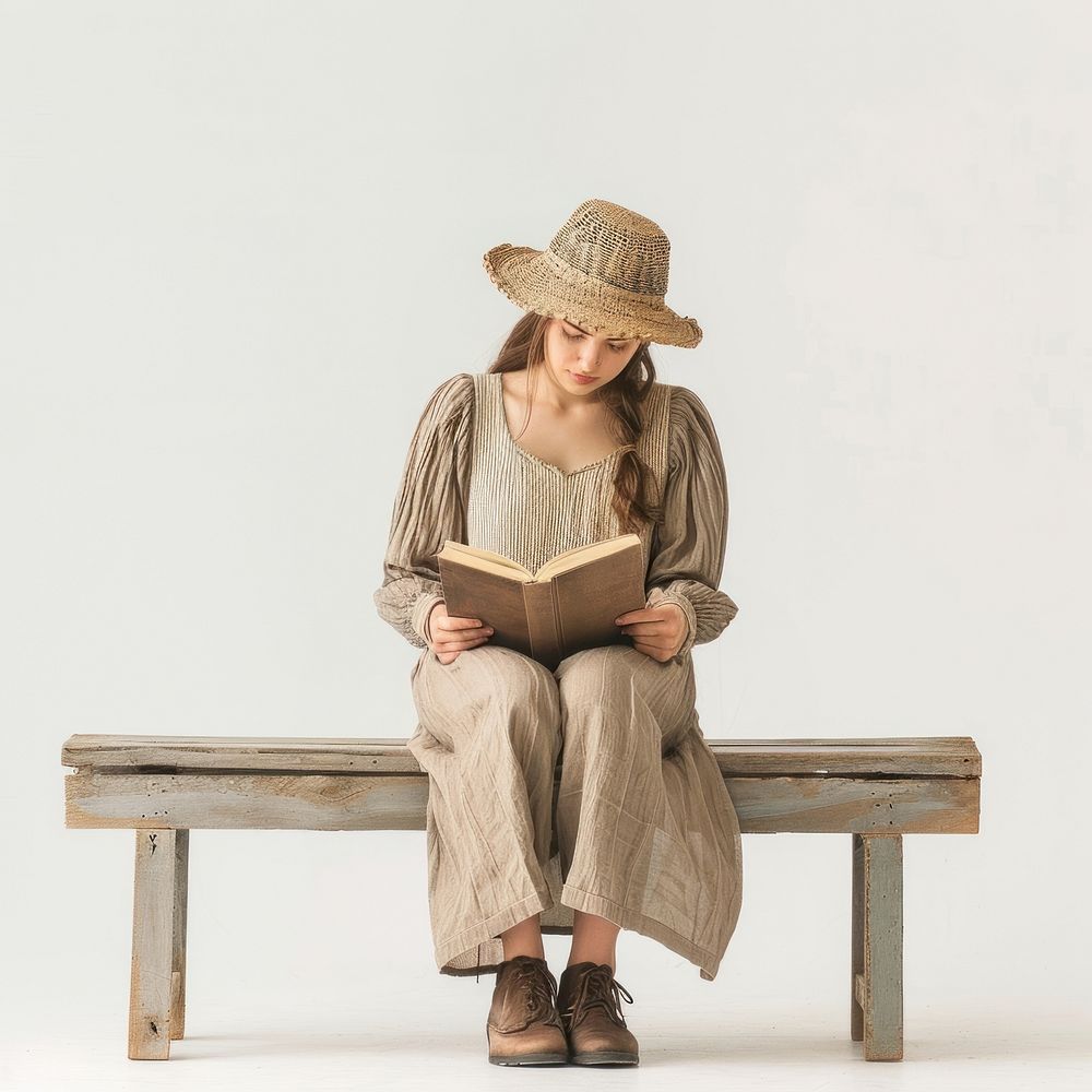 Cottagecore girl reading book sitting | Free Photo - rawpixel