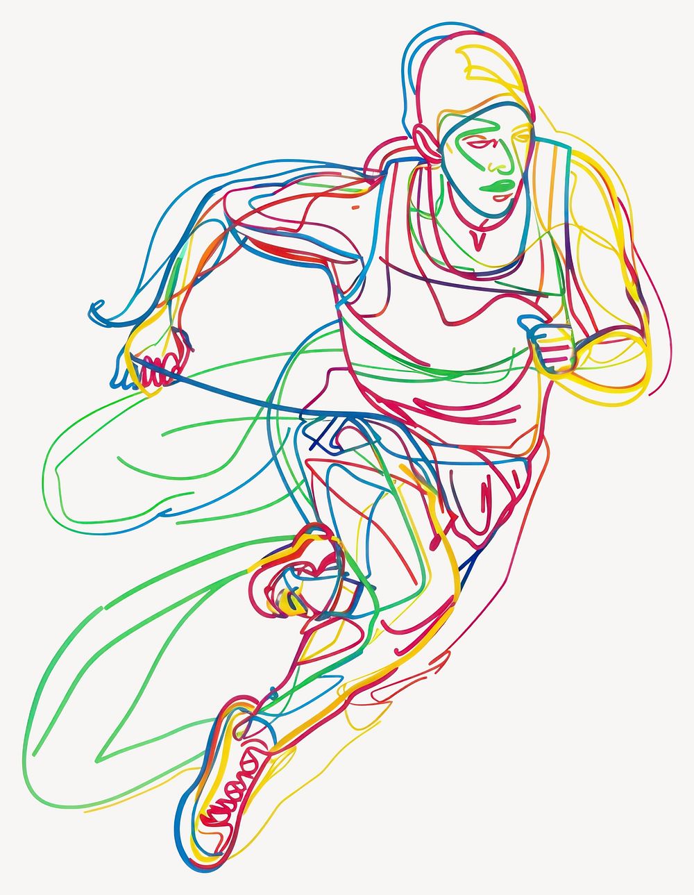 Line drawing runner art colorful | Free Vector - rawpixel
