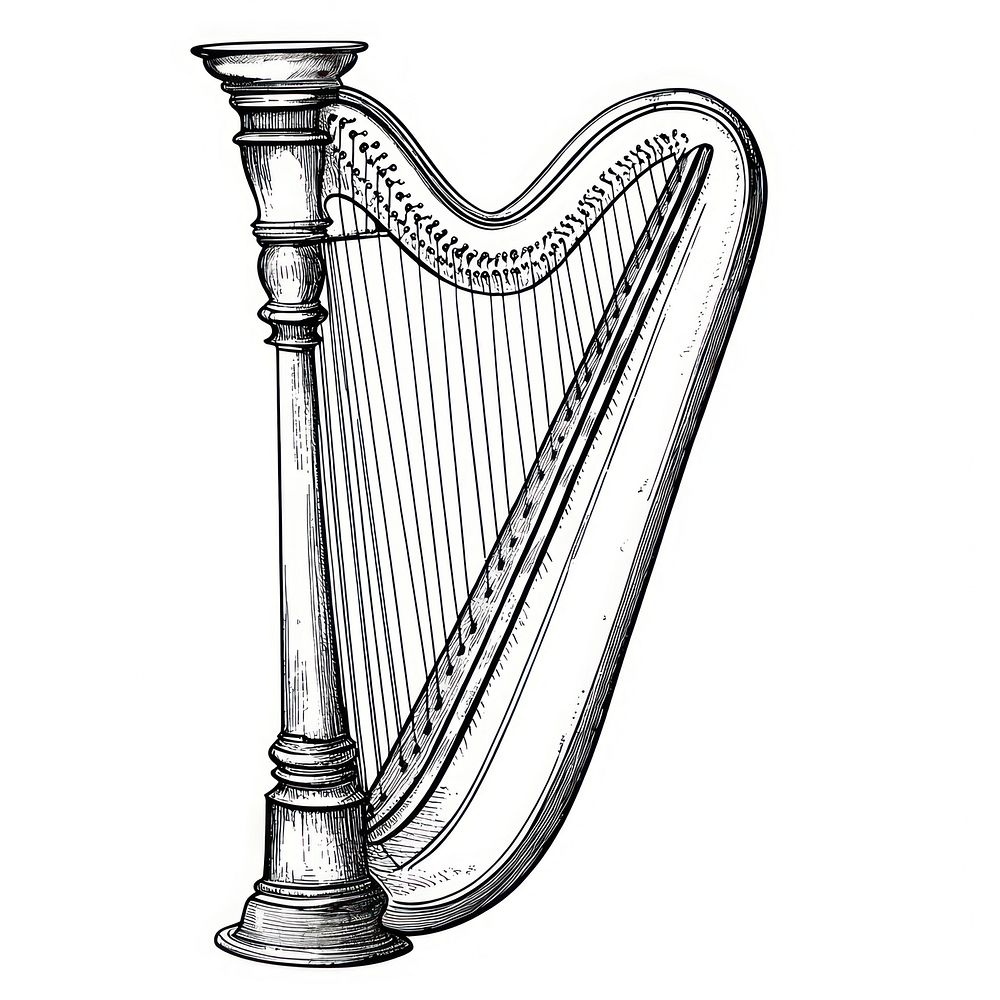 Harp style illustration instrument. | Free Photo Illustration - rawpixel