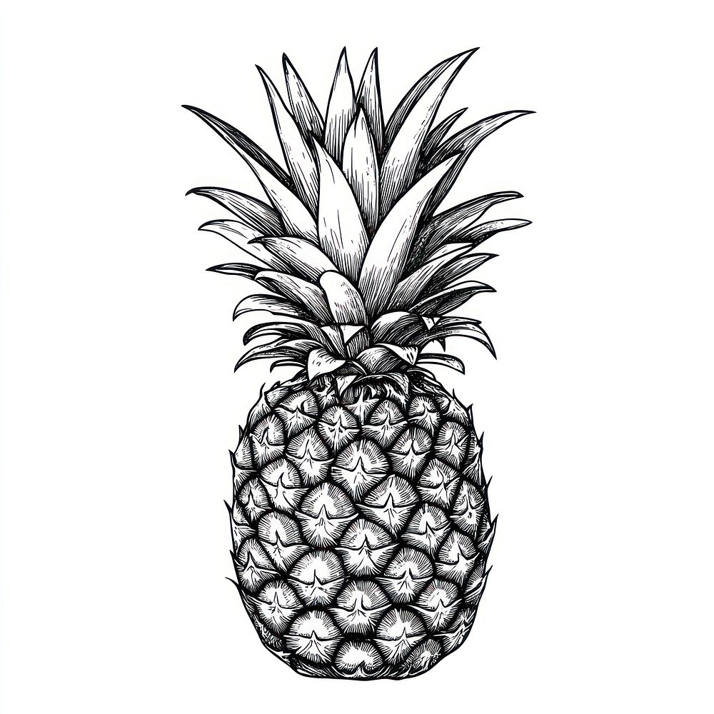Pineapple fruit black white. | Free Photo Illustration - rawpixel