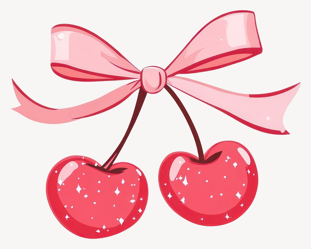 Cherries stardust and ribbon cherry | Free Vector - rawpixel