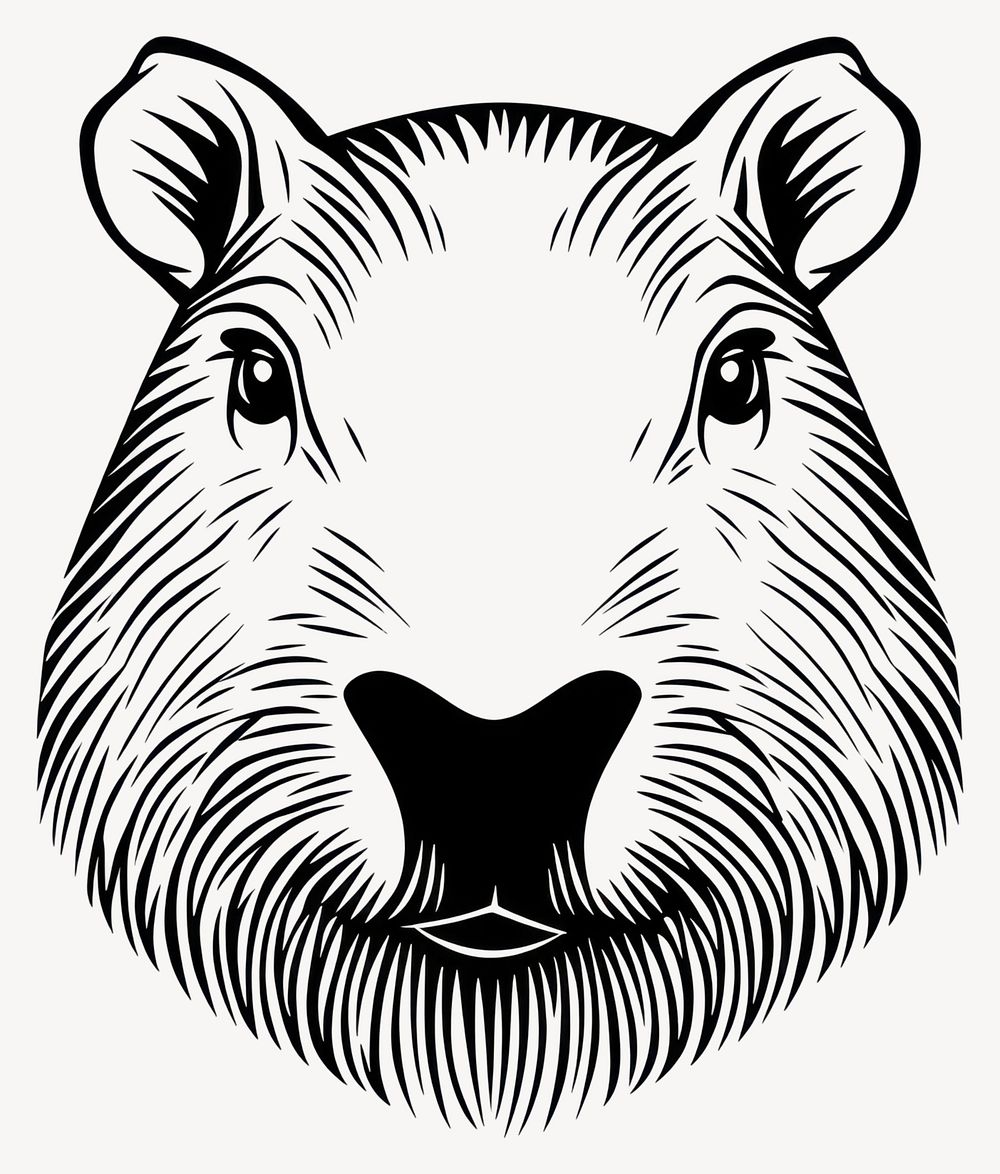 Capybara face linear art illustration | Free Vector - rawpixel