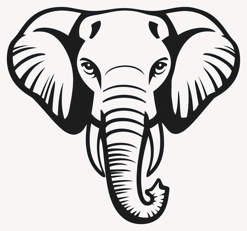 Simple elephant face linear art | Free Vector - rawpixel